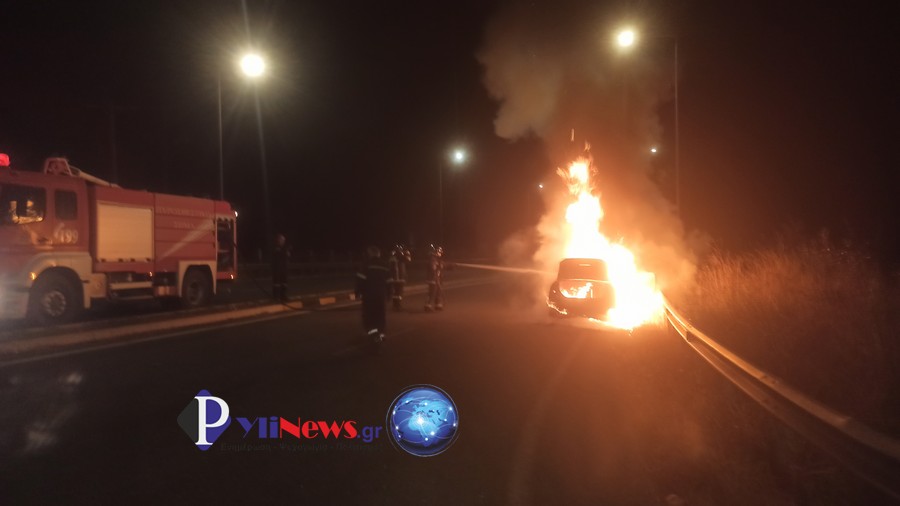 ΙΧ τυλίχτηκε στις φλόγες στον 2ο κόμβο στον Παραπόταμο. Σώα στην υγεία ...